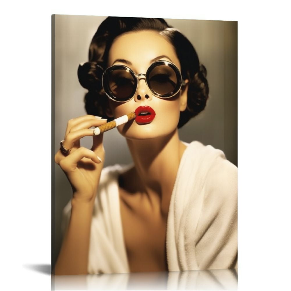Lingy Audrey Hepburn Wall Art Red Velvet Lips Canvas Print Lipstick ...