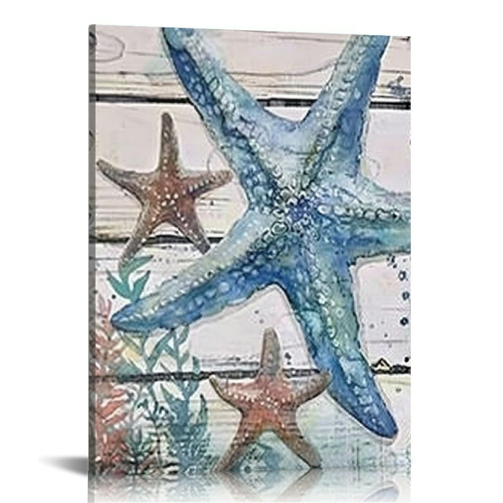 Lingy Beach Ocean Starfish Canvas Wall Art Prints, Summer Starfish ...