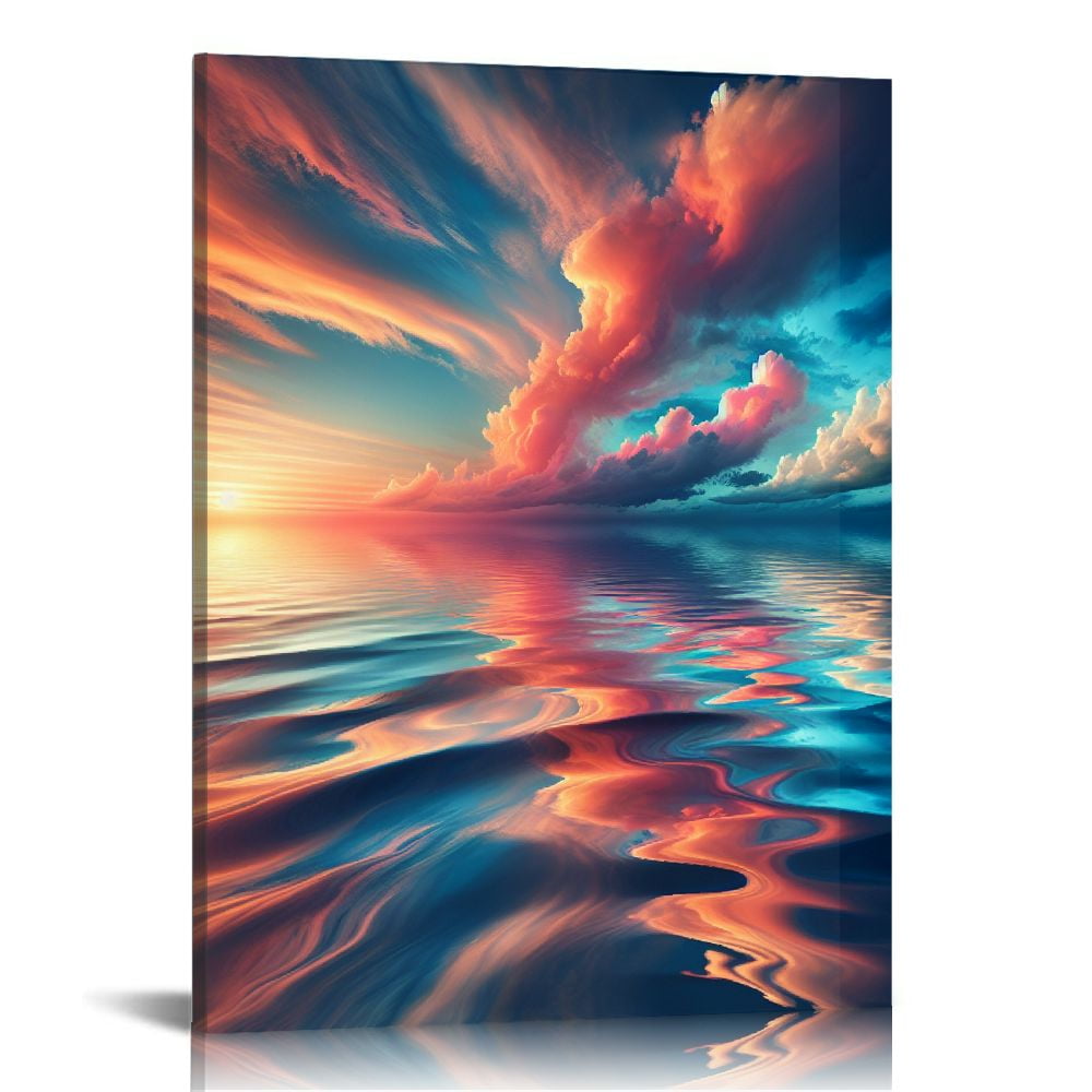 Lingy Beach Sunset Wall Art Beach Canvas Sea Sunset Sunset Beach Wall Art Ocean Canvas Prints ...