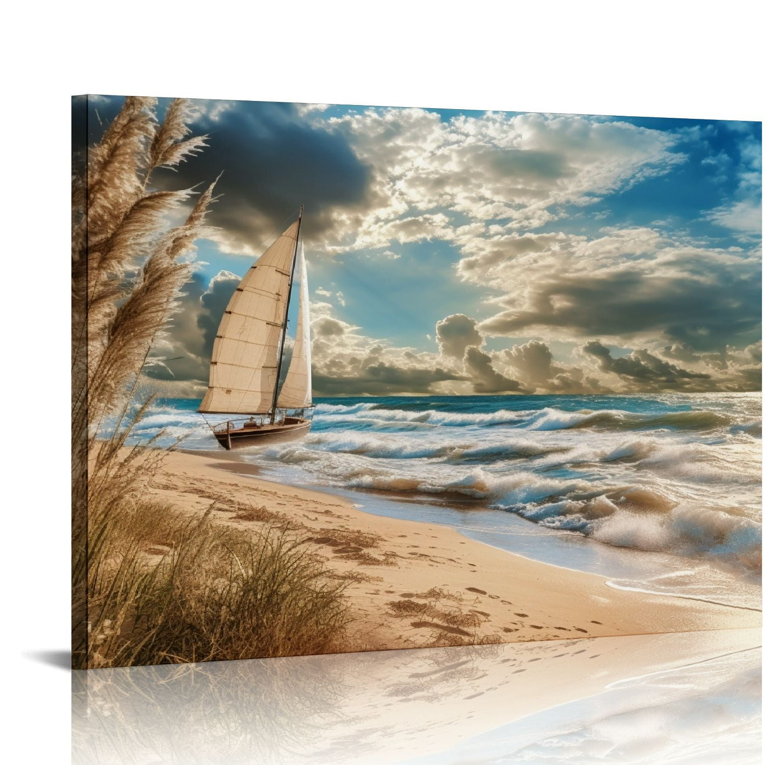 Lingy Beach Wall Art Black and White Coastal Wall Decor for Living Room ...