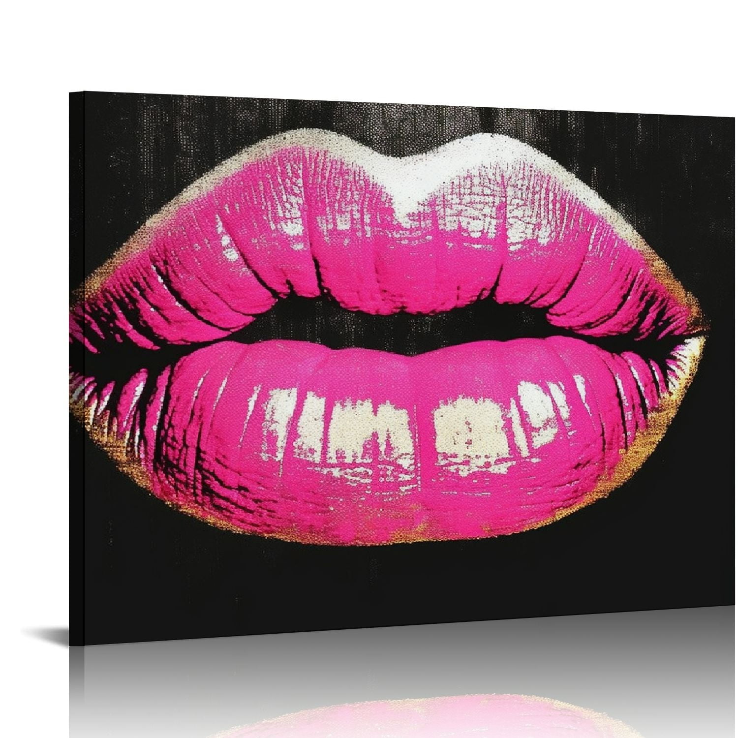 Lingy Black and Pink Lips Canvas Wall Art Fashion and Glam Poster Sexy ...