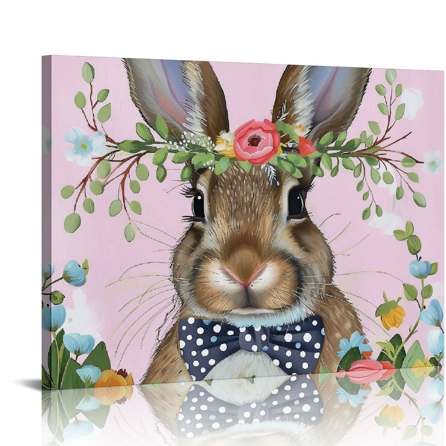 Lingy Canvas Prints Wall Art Paintings Farmhouse Easter Eggs with Bunny ...