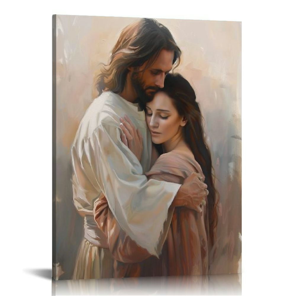 Lingy Christ Jesus Smile Poster Hugging A Woman Bible Religious God ...