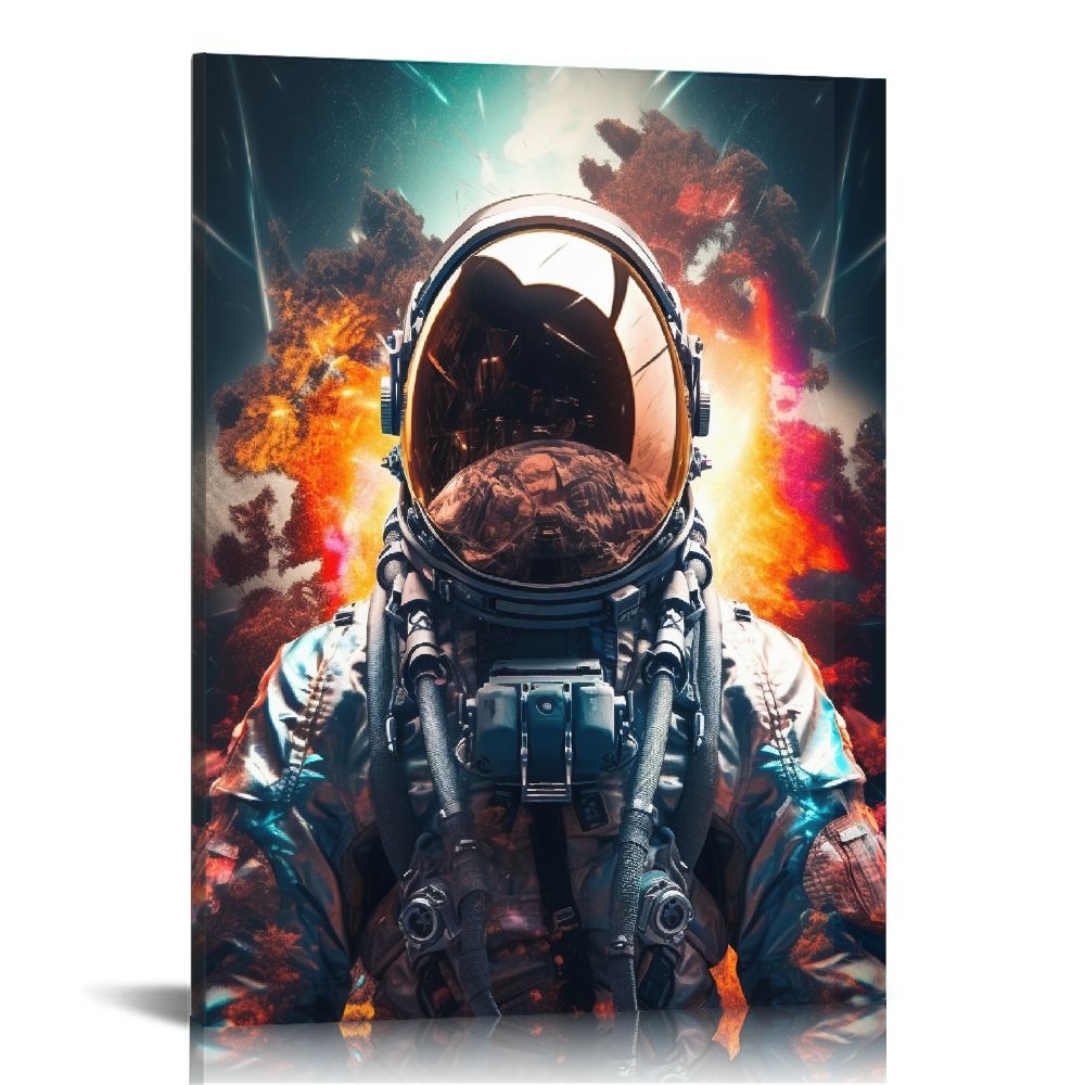 Lingy Cool Astronaut Wall Art Abstract Retro Spaceman in the Ocean ...