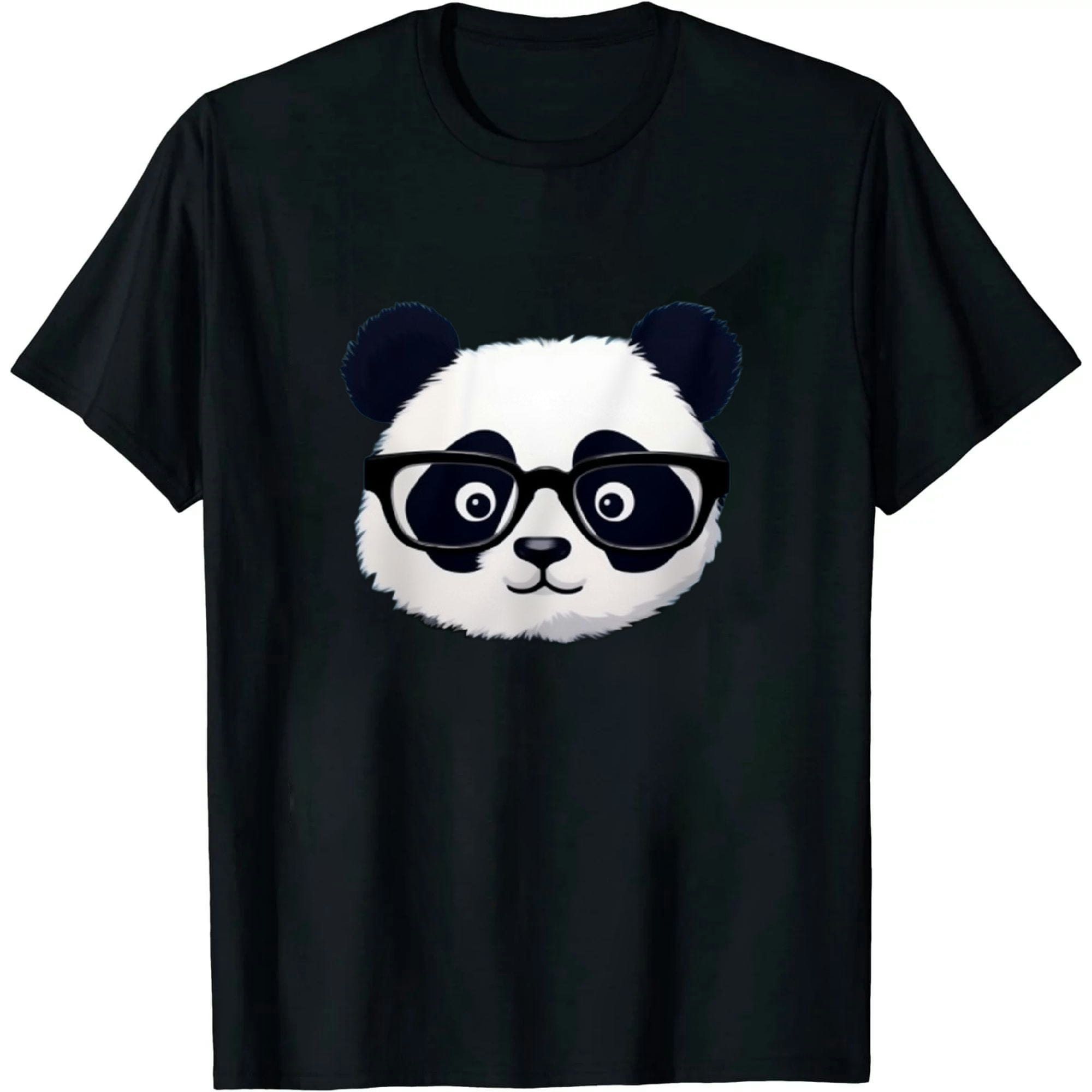 Lingy Cute Little Bear Panda Nerd With Glasses T-Shirt Black - Walmart.com