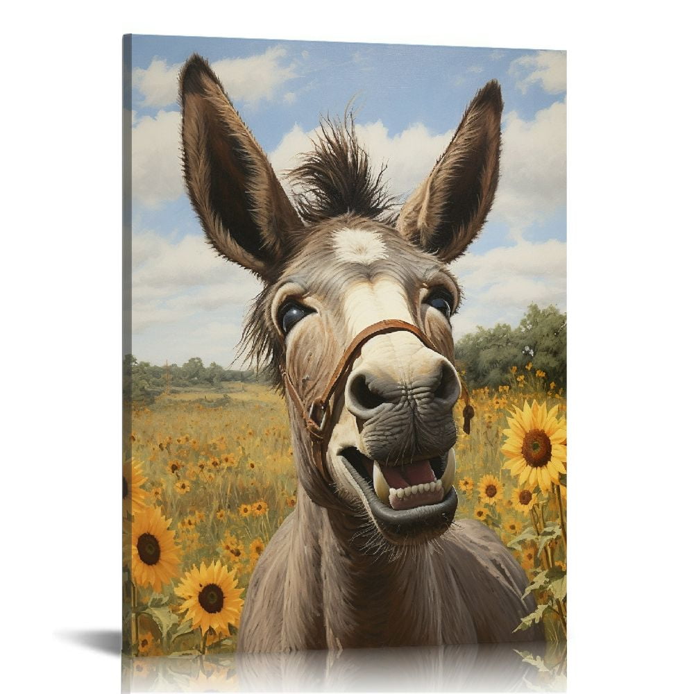 Lingy Farmhouse Bathroom Wall Art Donkey Poster Funny Donkey Pictures ...