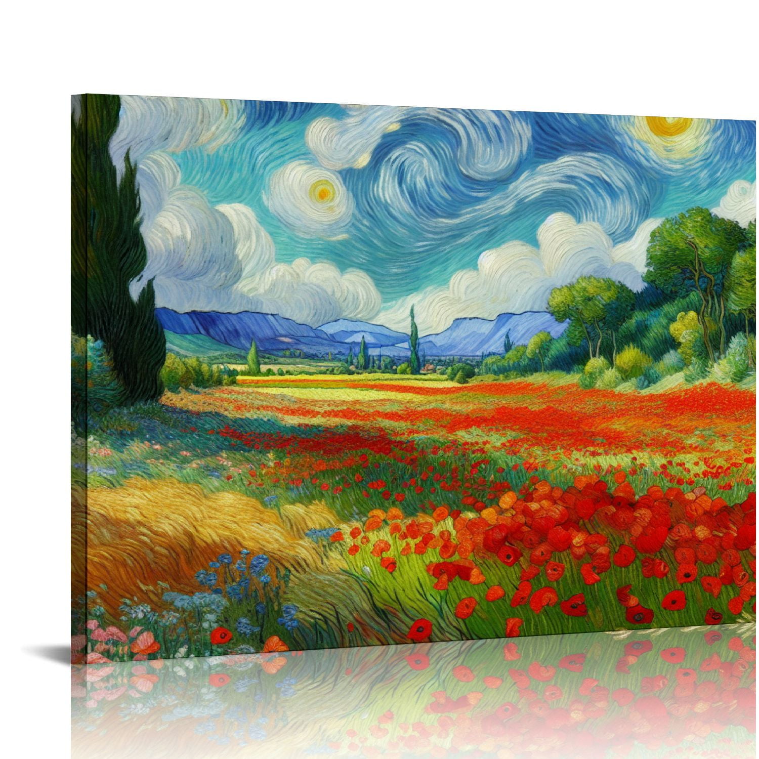 Lingy Framed Art Poppy Field June 1890 Canvas Print of Vincent Van Gogh ...