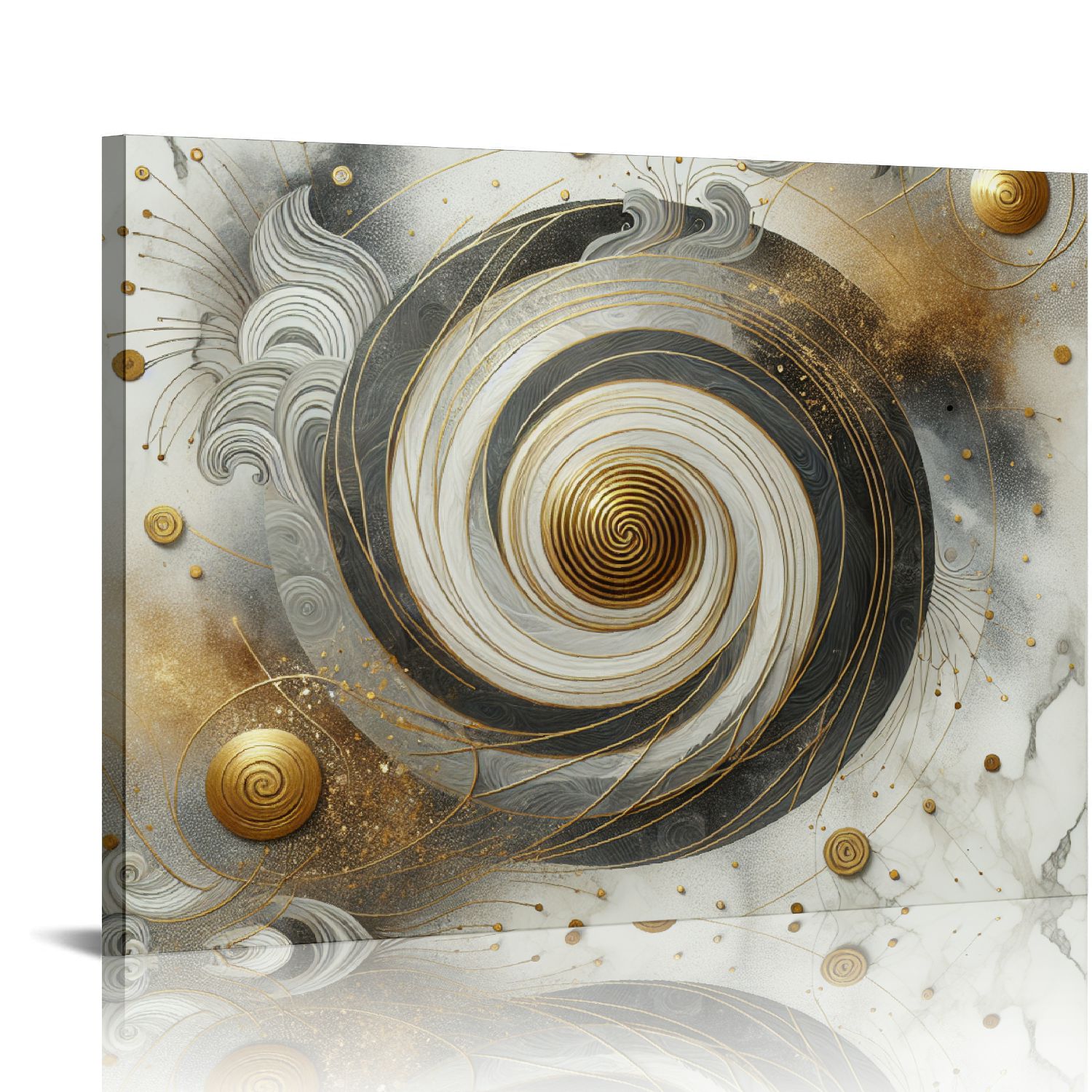 Lingy Gold and Black Abstract Wall Art Abstract Marble Texture Pattern ...