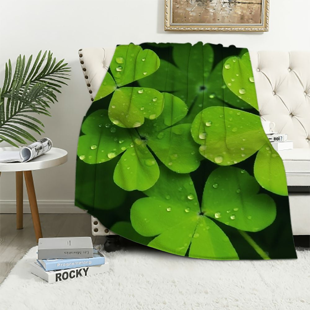 Lingy Green Leaf Blanket Flannel Plant Throw Blankets Soft Plush Giant ...