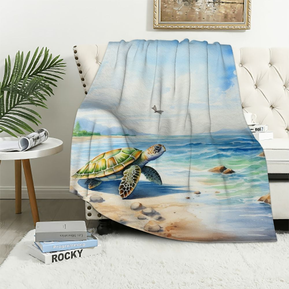 Lingy Jinflower Sea Turtle Throw Blanket Turtle Blanket for Kids Adults ...