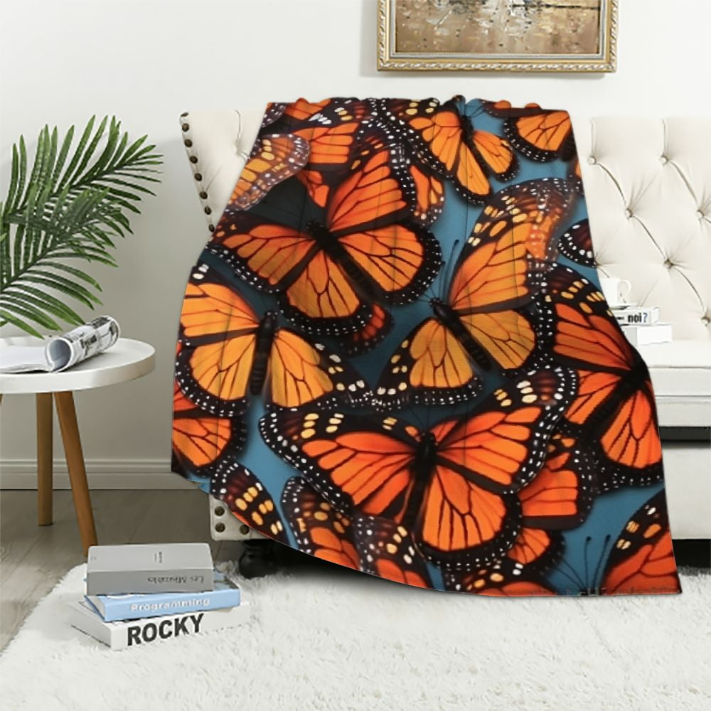 Lingy LIVE & LOVE Micro Blanket Throw Blanket Monarch Butterflies Print ...