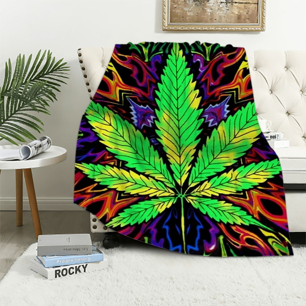 Lingy Marijuana Leaf Throw Blanket for Bed Couch Sofa Men Cannabis ...