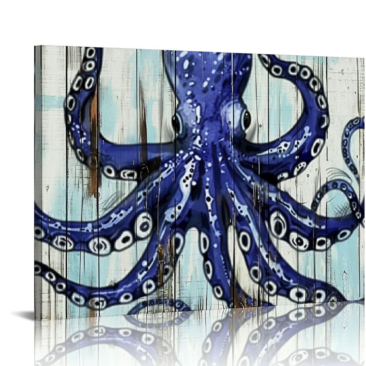 Lingy Octopus Wall Art Navy Blue Ocean Animal Picture Print on Canvas ...