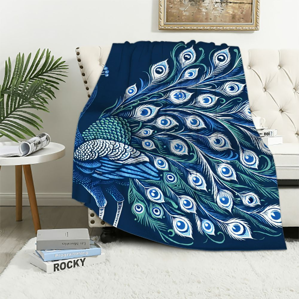 Lingy Peacock Sherpa Blanket Hummingbird Dragonfly Plush Blanket Throw ...
