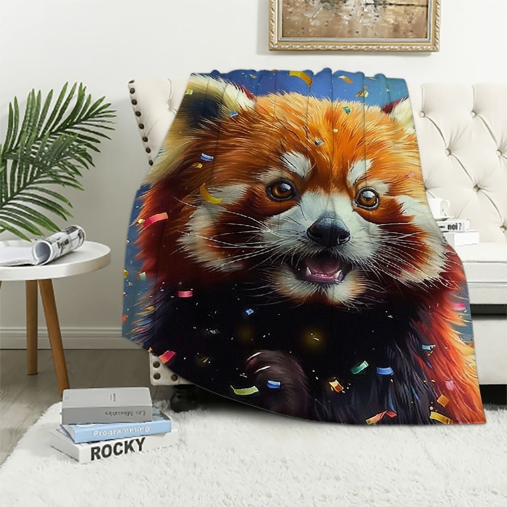 Lingy Red Panda Blanket, Cute Happy Red Panda on Magic Space Flannel ...