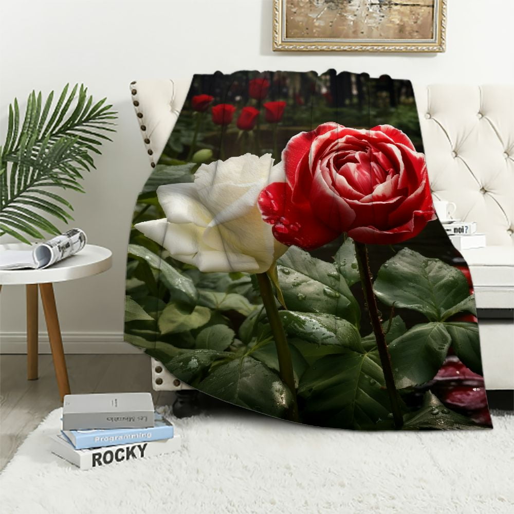 Lingy Red Rose Blanket Queen Rose Flower Throw Blanket,Roses Bed ...