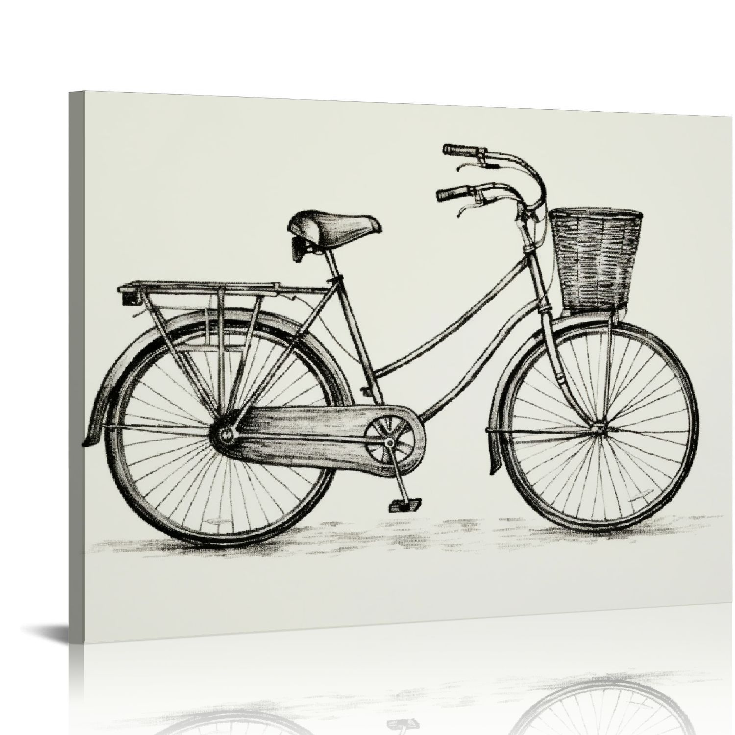 Lingy Retro Tandem Bike with Basket Farmhouse Wall Art Prints Artwork ...
