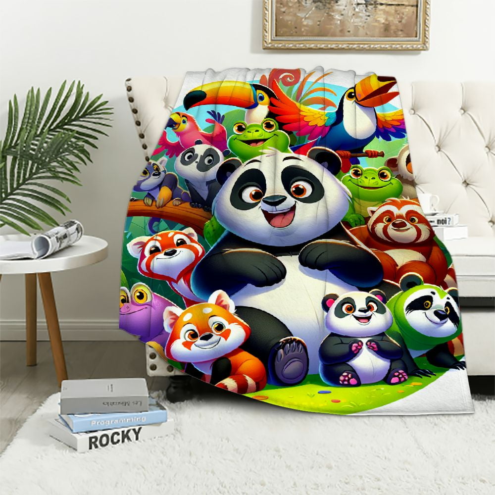 Lingy Selfie Zoo Animals Blanket - Queen Size Super Soft Plush Cute ...