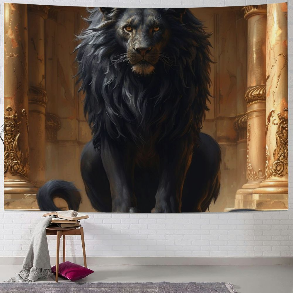 Lingy Tapestry Wall Hanging - Majestic Lion Design - Easy Care ...