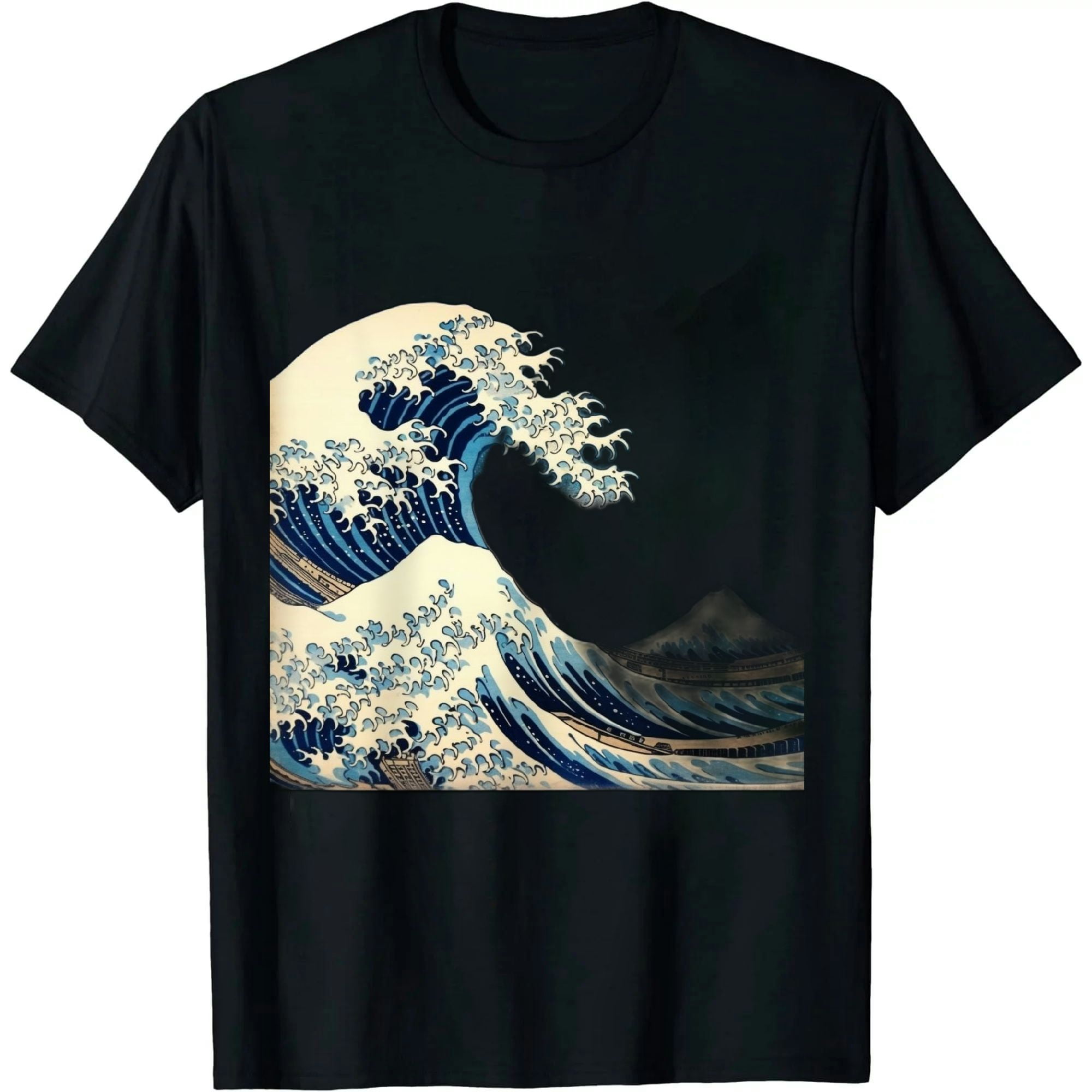 Lingy The Great Wave Off Kanagawa Famous Painting T-Shirt Black ...