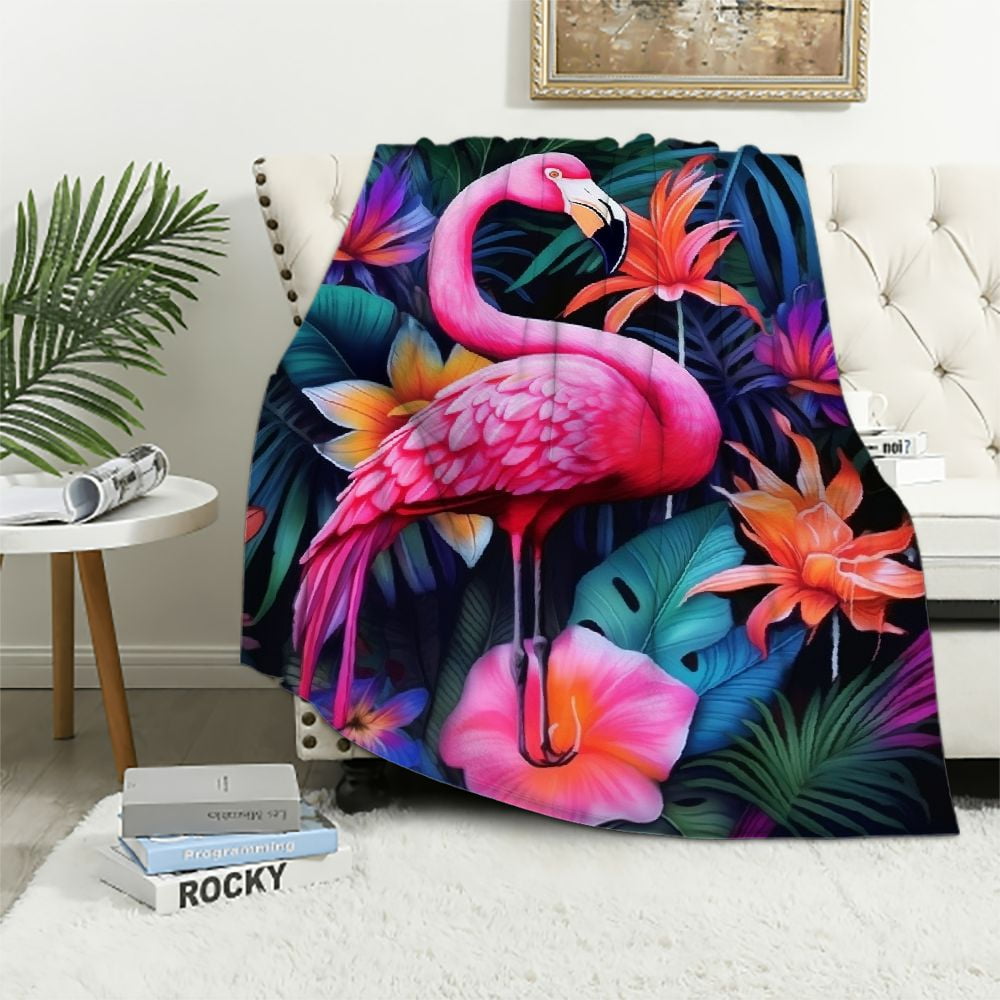 Lingy Tropical Flamingo Blanket Tropical Bird Throw Blanket Flamingo ...