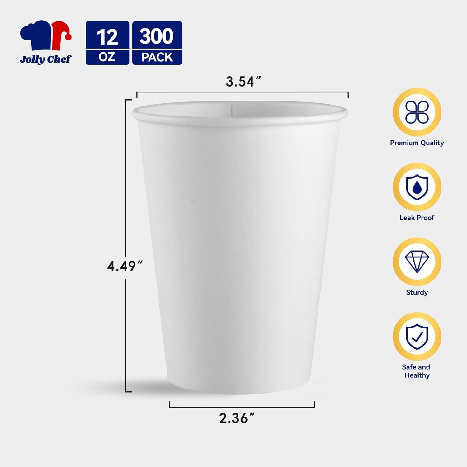 Lingyun-300 Pack Disposable Paper Coffee Cups White 12 oz Hot Beverage ...