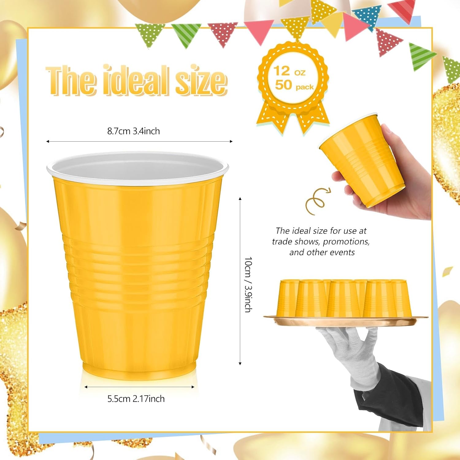 Lingyun-50 Pack 12 oz Plastic Cups Christmas Disposable Cups Bulk for ...