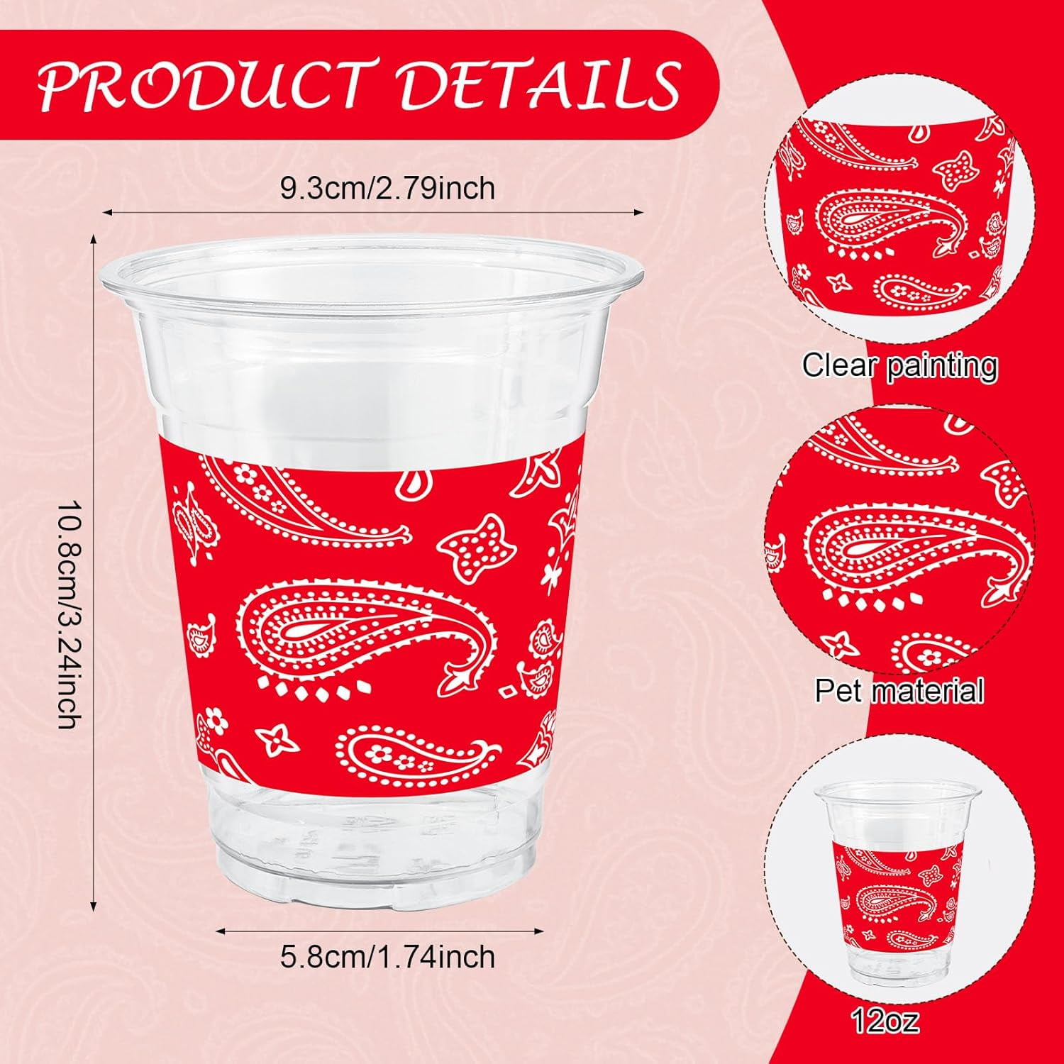 Lingyun-50 Pcs 12OZ Cowboy Plastic cups, Western Party Decorations ...