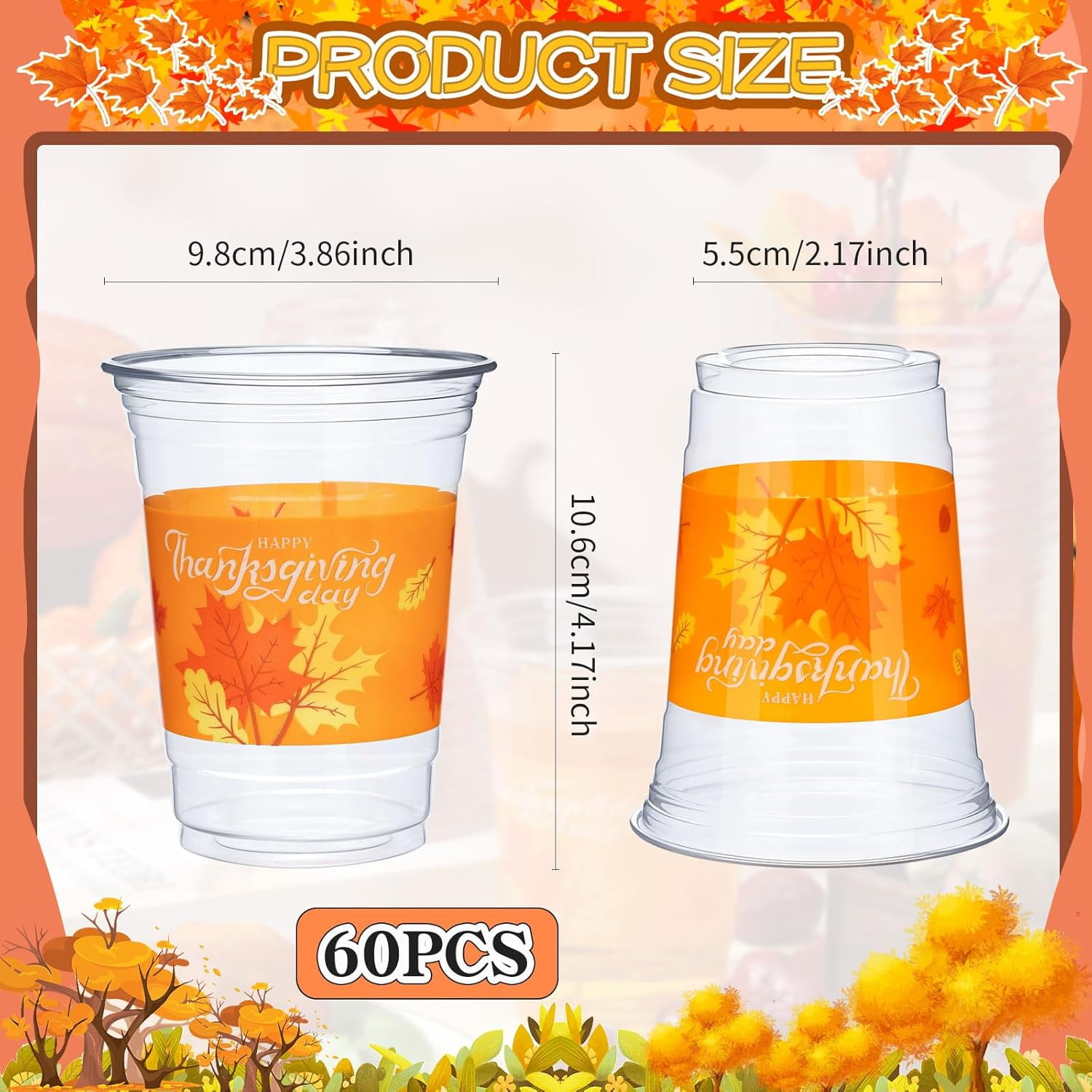 Lingyun-Thanksgiving Disposable Plastic Cups Thanksgiving Autumn Fall ...