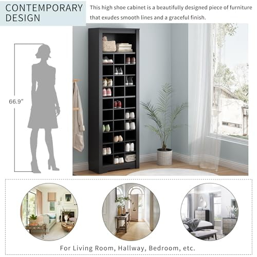 Linique 10-Tier Shoe Rack,Stylish Design 30 Shoe Cubby Console ...