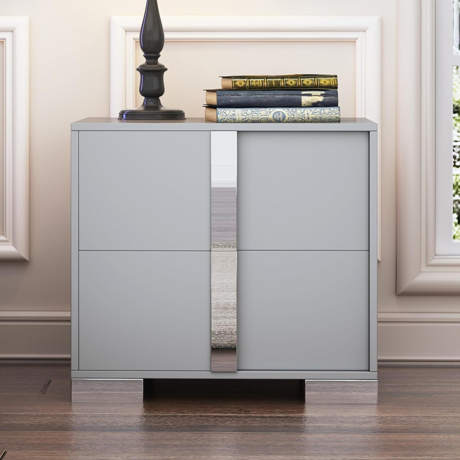 Linique Modern Nightstand with Metal Handle and Base, 2 Drawers Bed ...