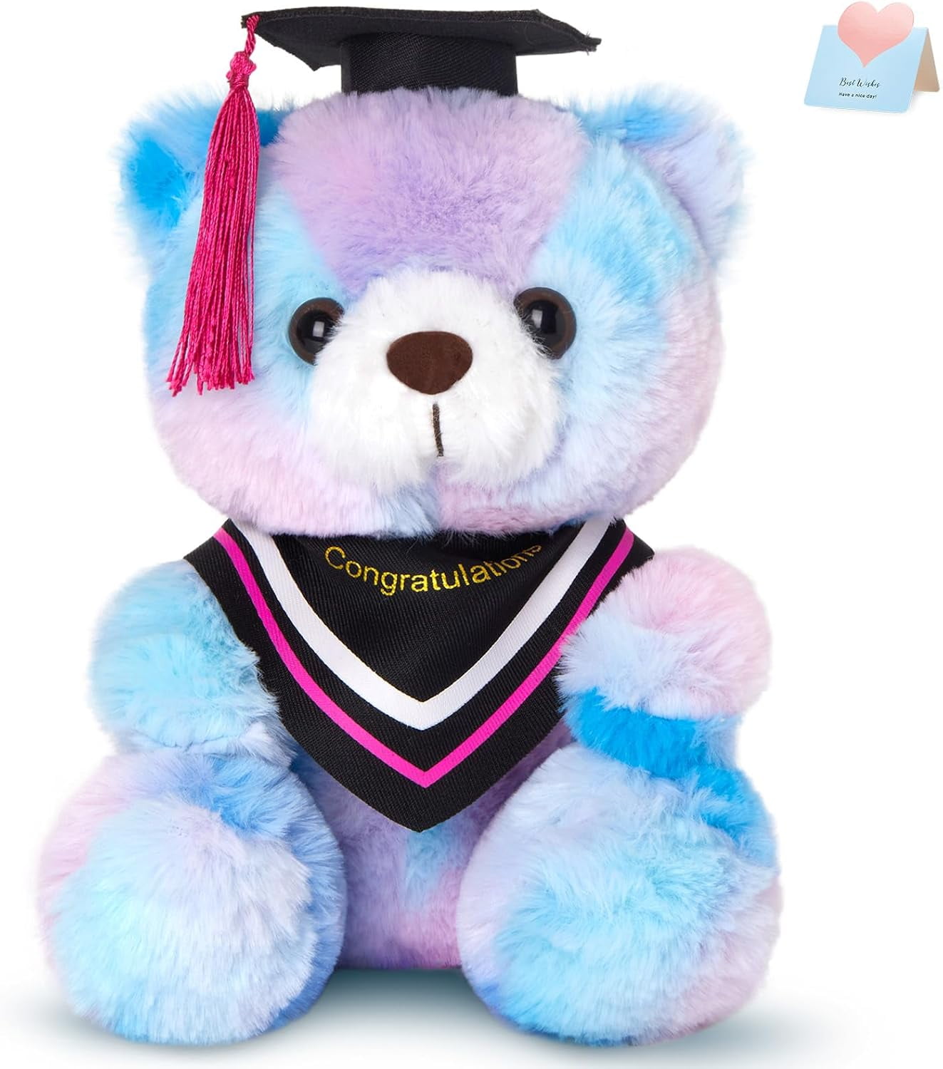 Linisme Rainbow Graduation Teddy Bear,10" Multicolor Stuffed Animals ...