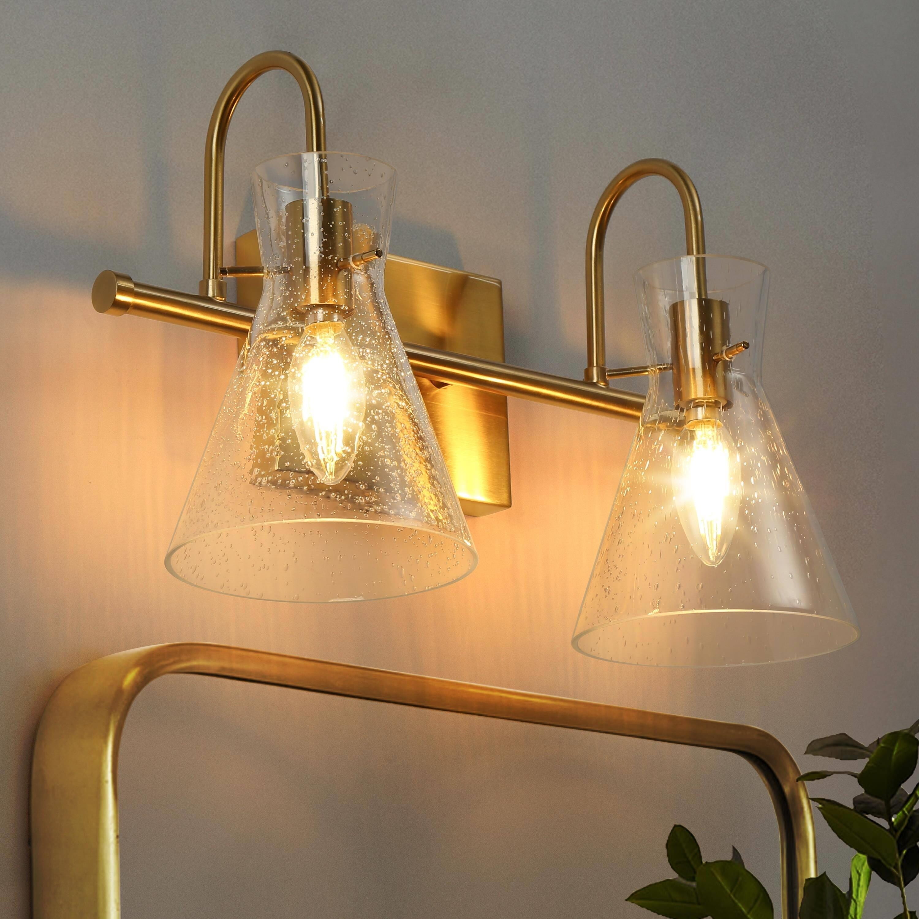 Liniya Modern 2-light Bathroom Vanity Light Brass Gold Wall Sconces ...