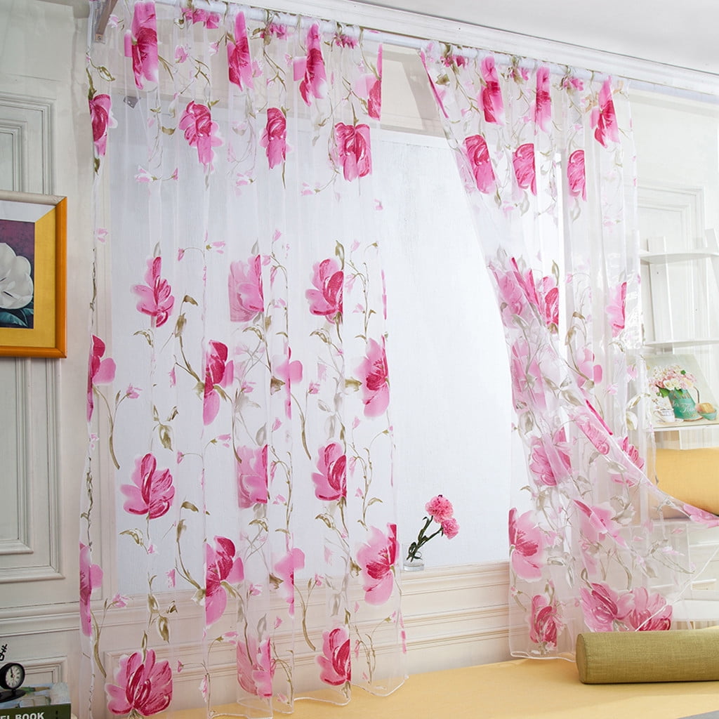 Linjieee 1 PCS Vines Leaves Tulle Door Window Curtain Drape Panel Sheer ...