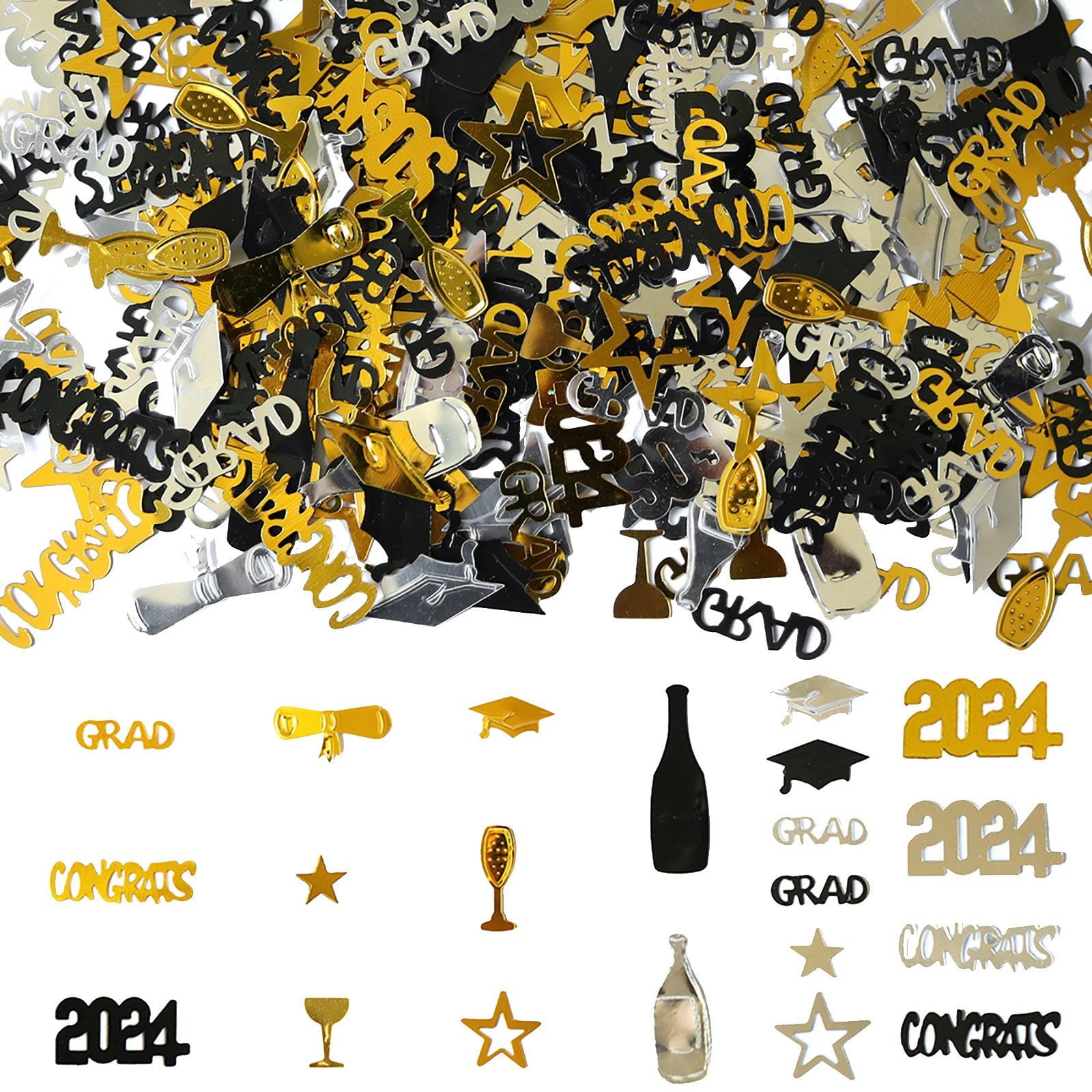 Linjieee 2024 Graduation Party Decoration Black Graduation Confetti ...
