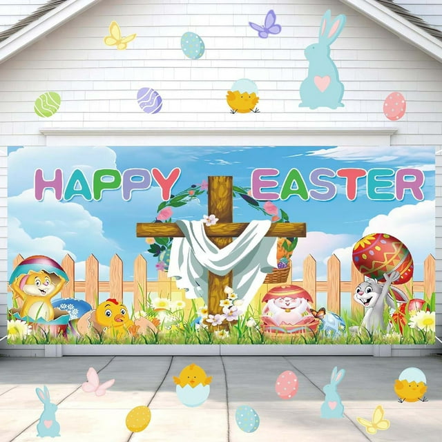 Linjieee Easter Garage Door Decoration Easter Garage Door Banner Mural ... Linjieee Easter Garage Door Decoration Easter Garage Door Banner Mural ...