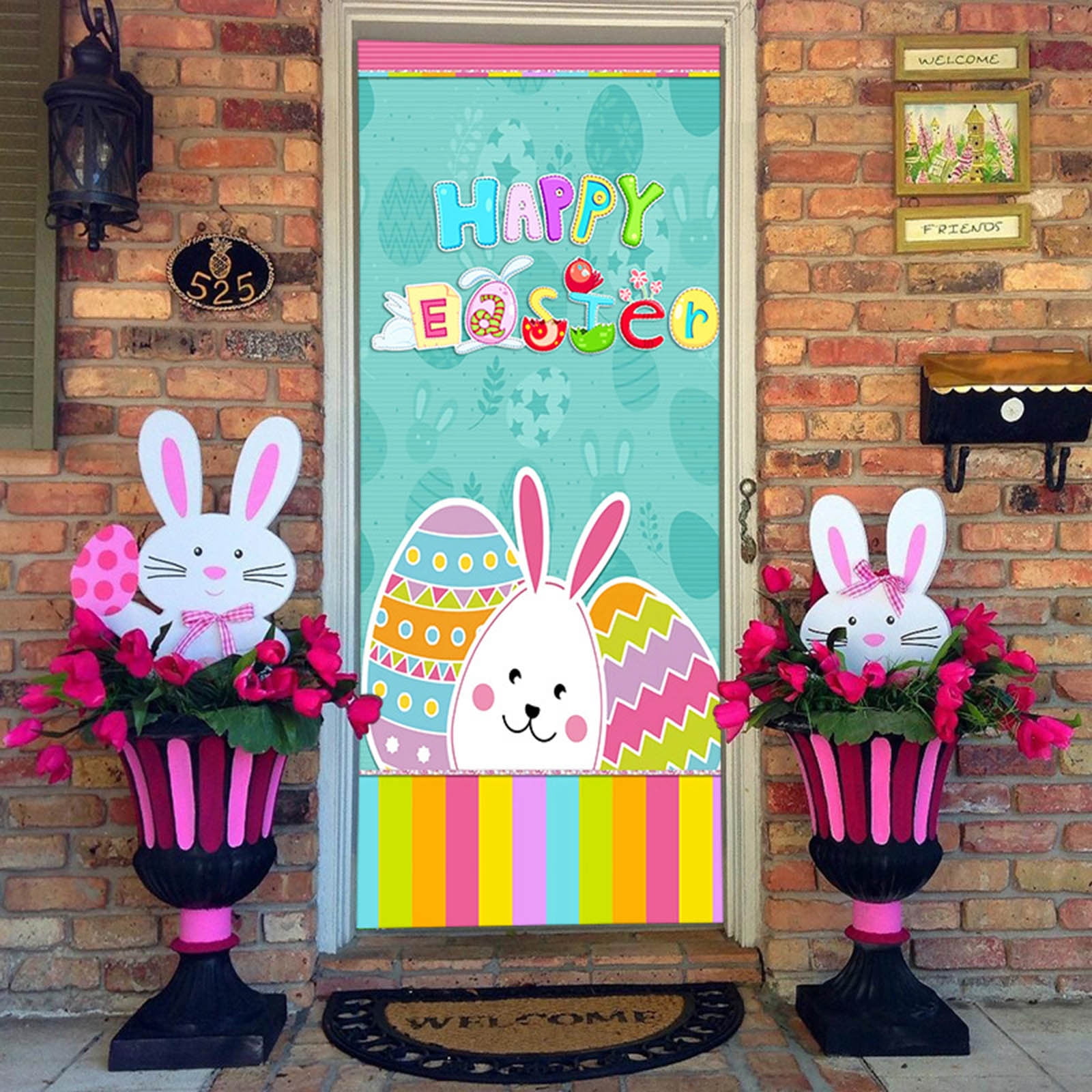 Linjieee Happy Easter Door Cover Decoration Cute Bunny Door Cover Party ... Linjieee Happy Easter Door Cover Decoration Cute Bunny Door Cover Party ...