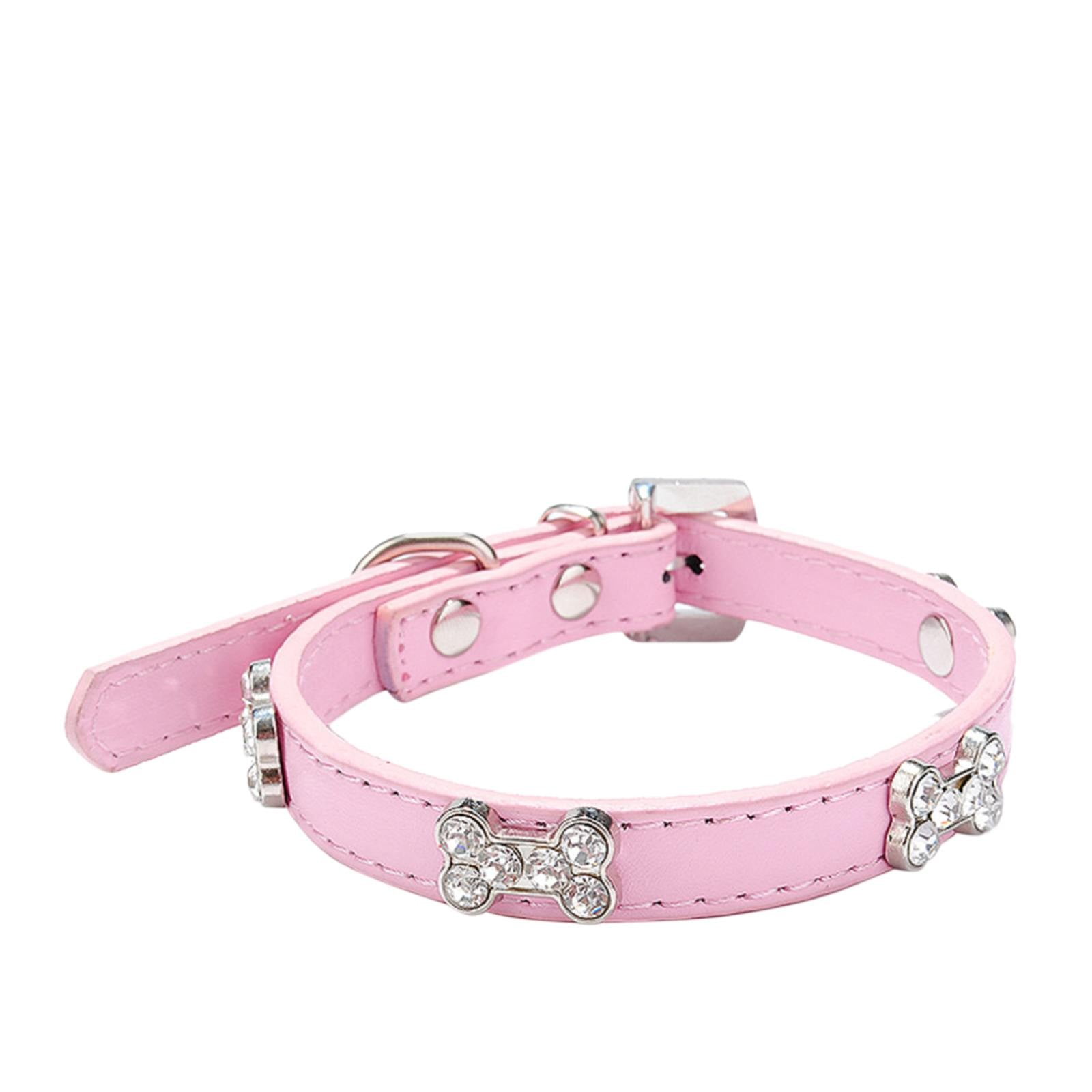 Linjieee Leather Dog Colors for Medium Dogs Shiny Rhinestone Pet Collar ...