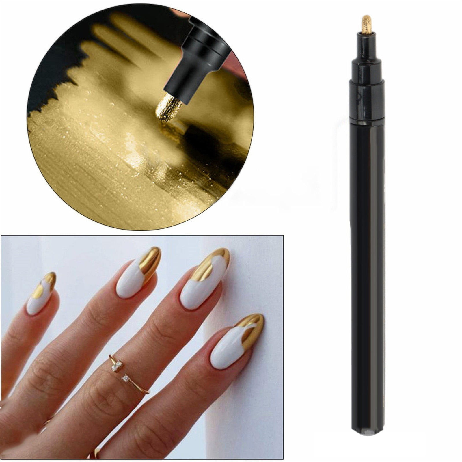 Linjieee Nail Enhancement Tool Gold Hand Painted Line DIY Acrylic Mark ...