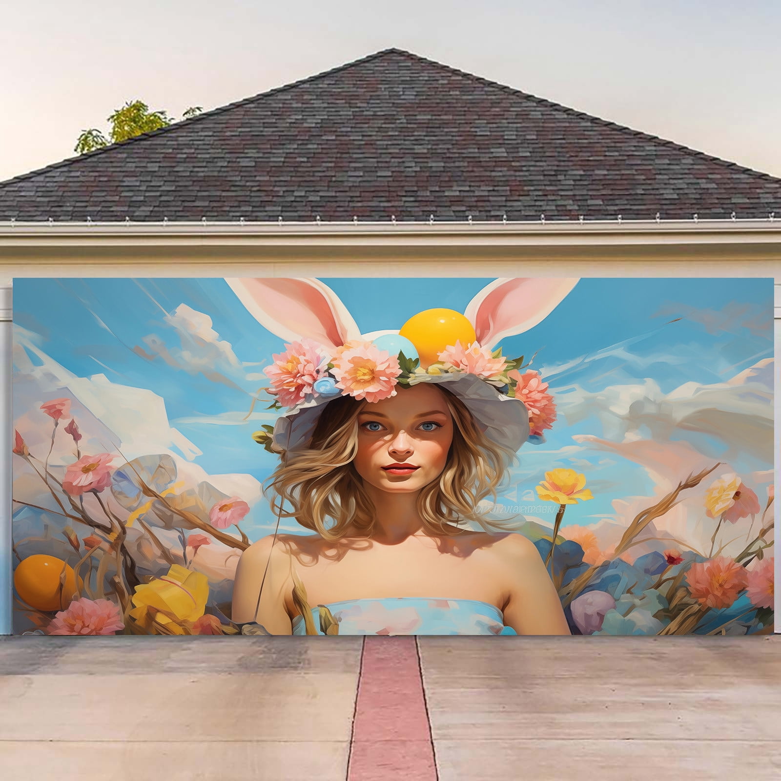 Linjieee Pennant Frame Display Easter Garage Door Decoration Garage ... Linjieee Pennant Frame Display Easter Garage Door Decoration Garage ...