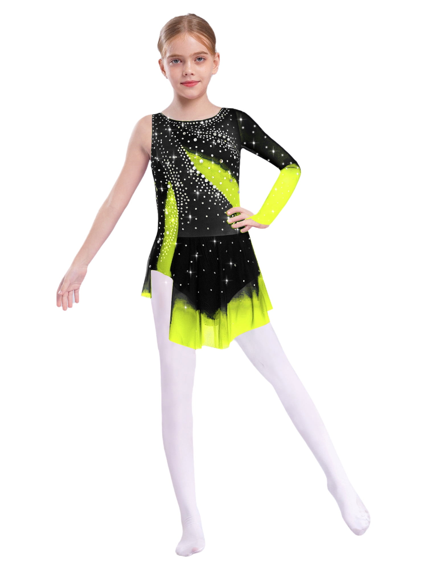 Linjinx Artistic Figure Skating Dress For Girls With Sparkling ...