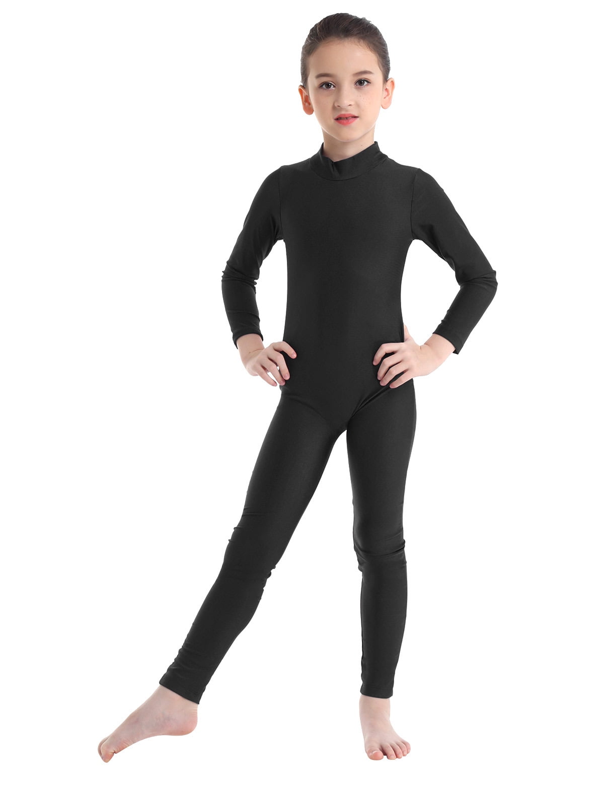 Linjinx Kids Boys Girls Mock Neck Long Sleeve Unitard Leotard Full ...