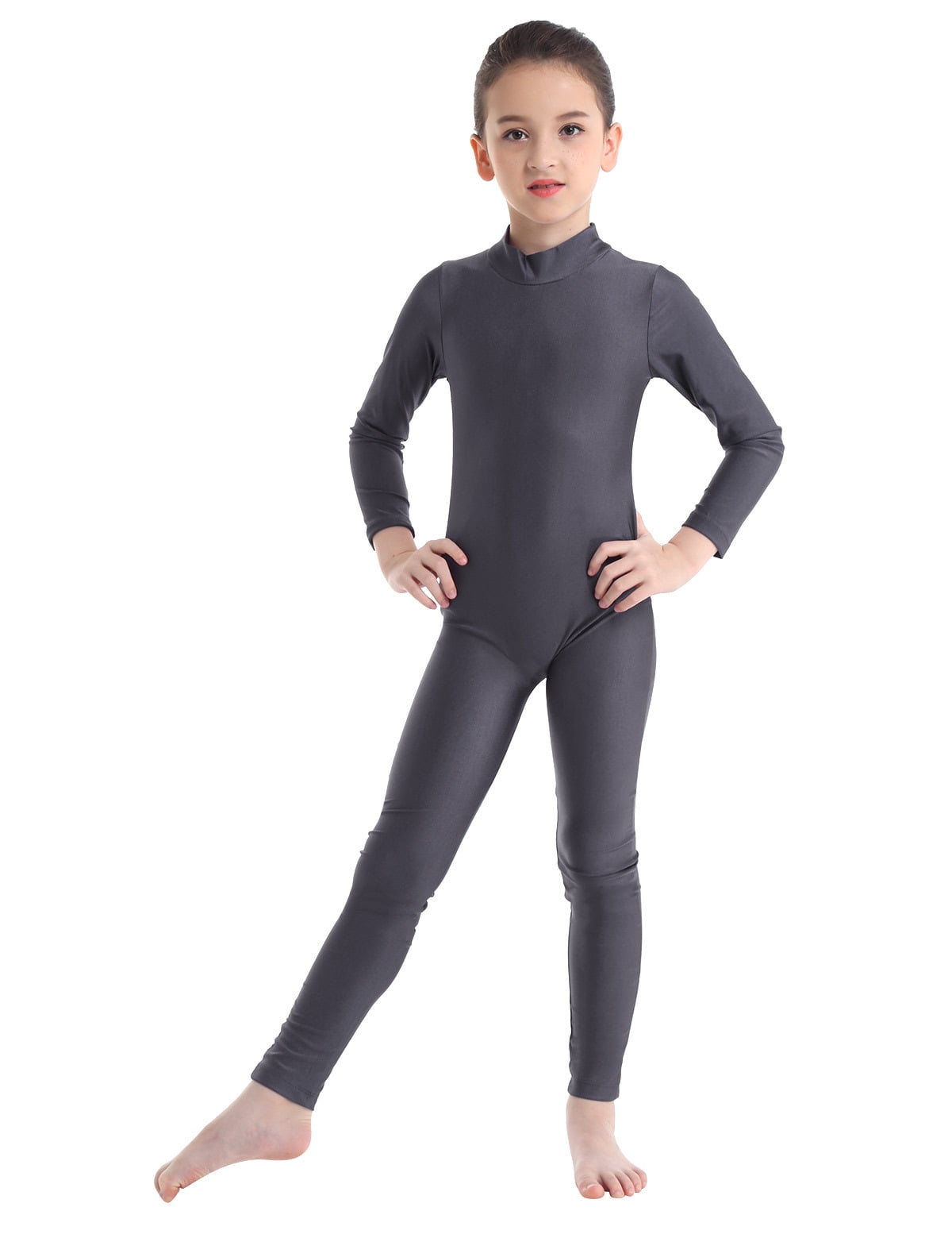 Linjinx Kids Boys Girls Mock Neck Long Sleeve Unitard Leotard Full ...