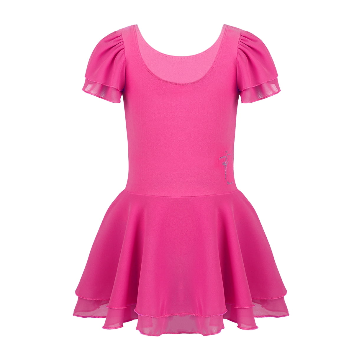 Linjinx Kids Girls' Basic Ruffled Short Sleeves Ballet Dance Gymnastics ...