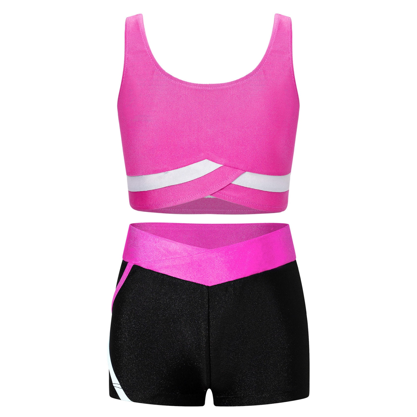 Linjinx Kids Girls Gymnastics Outfit Tracksuit Training Tank Tops Dance ...