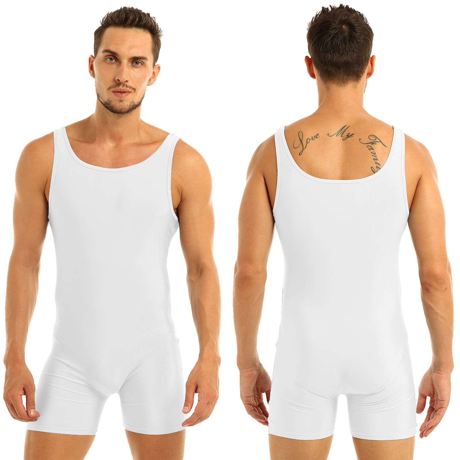 Linjinx Mens Wrestling Singlet Sleeveless Stretchy One Piece Bodysuit ...