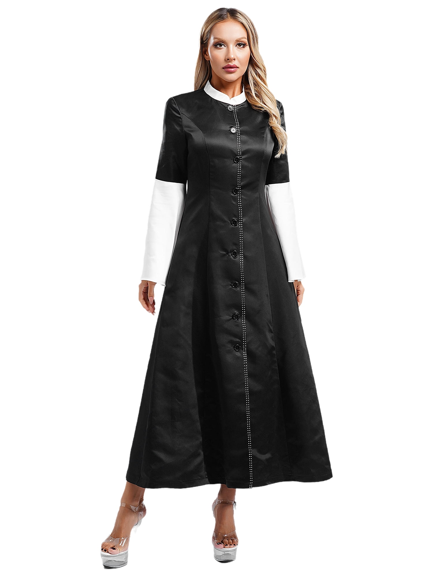 Linjinx Women's Clergy Robe Flared Sleeves Clergy Gown Elegant ...