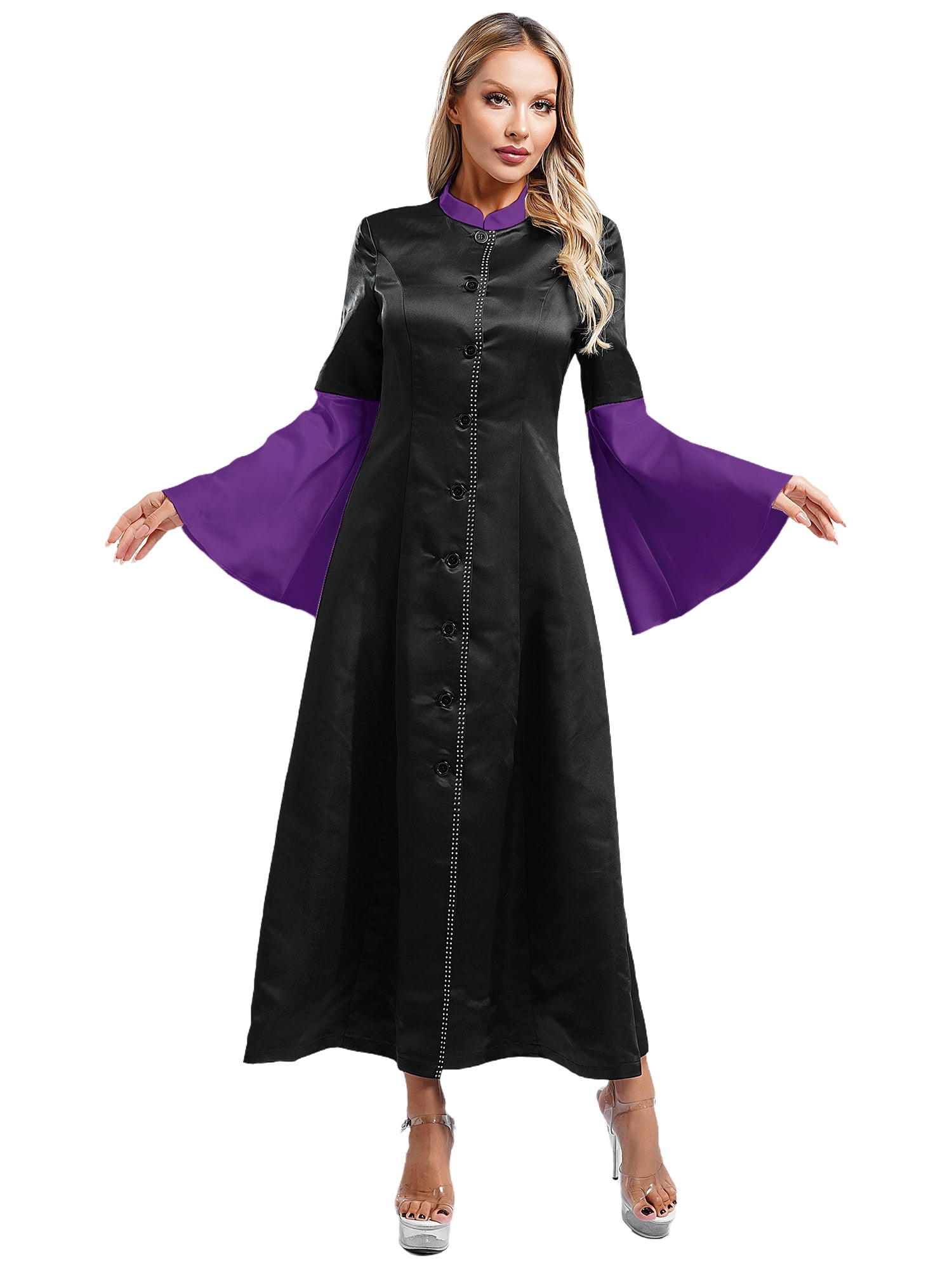 Linjinx Women's Clergy Robe Flared Sleeves Clergy Gown Elegant ...