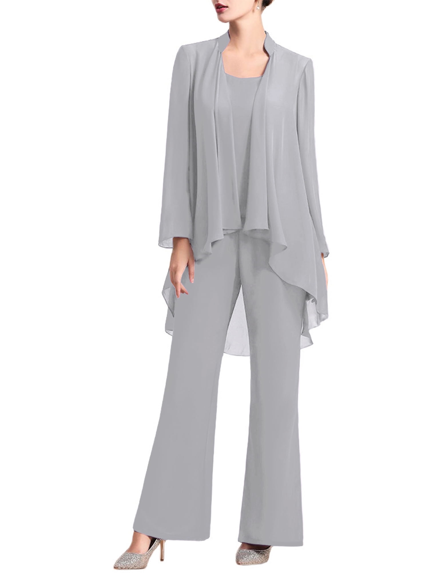 Linjinx Women's Wedding Guest Pant Suit 3 Piece Mother of Bride Dress ...