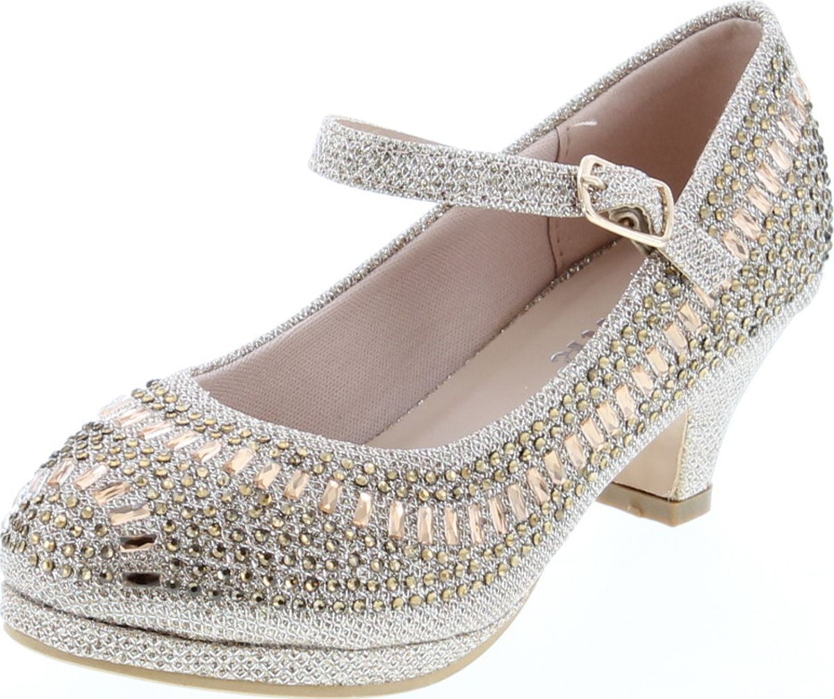 Link Cassie-28K Girls Rhinestone Platform Peagent Dress Shoes - Walmart.com